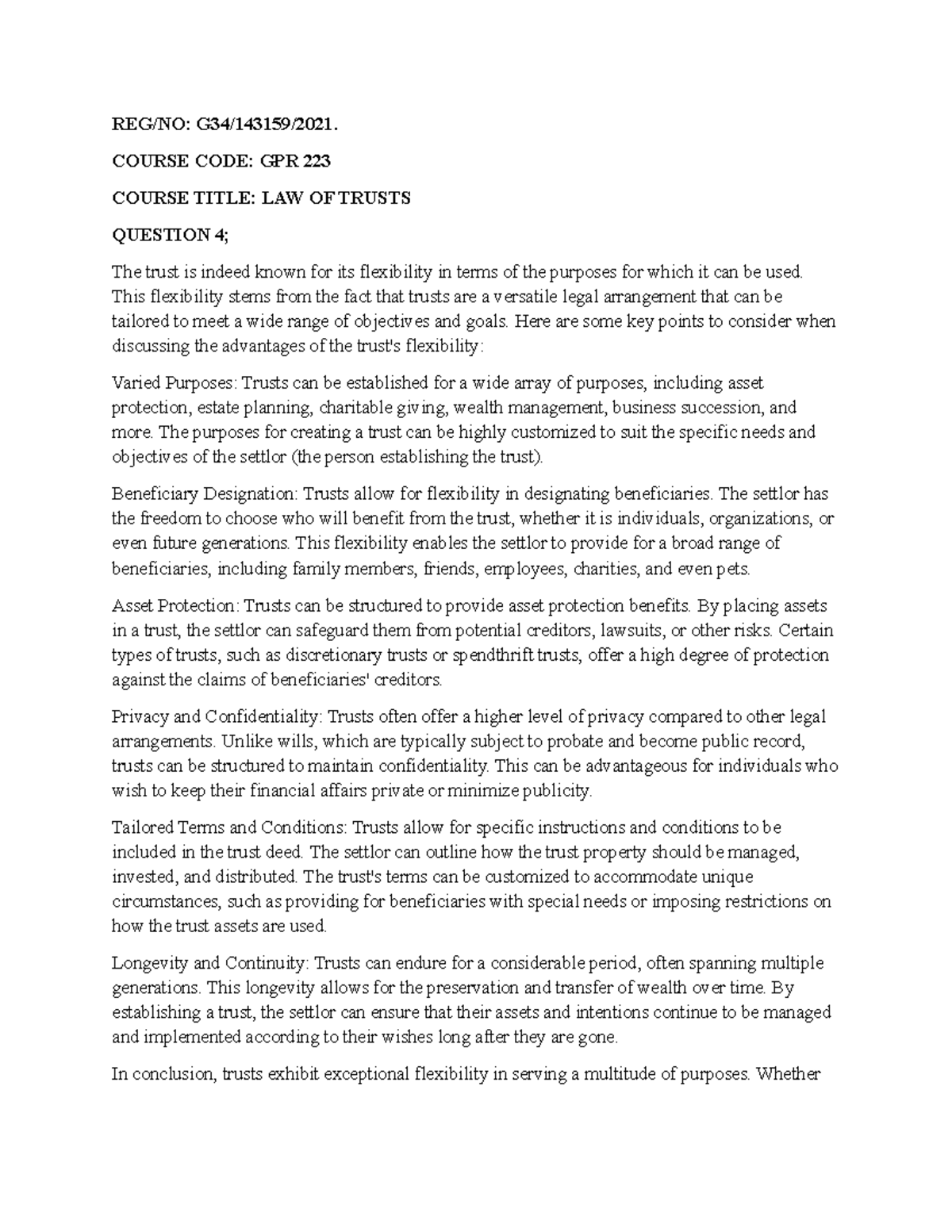 GPR 223 QS - NOTES - REG/NO: G34/143159/2021. COURSE CODE: GPR 223 ...