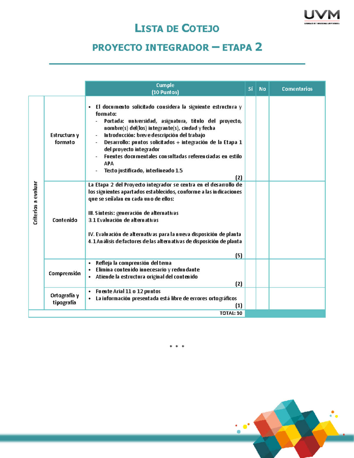 LC Proyecto E 2 - Acti.3 - LISTA DE COTEJO PROYECTO INTEGRADOR – ETAPA ...
