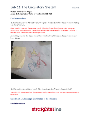 Lab 4 bi0 - bio lab 4 - Student Name: Gloria Arajulu Access Code ...