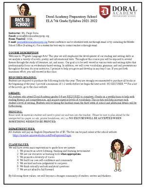 Ceramic Syllabus 2021-2022 - 2021-2022 DORAL CERAMICS & HONORS Mr. Jose ...