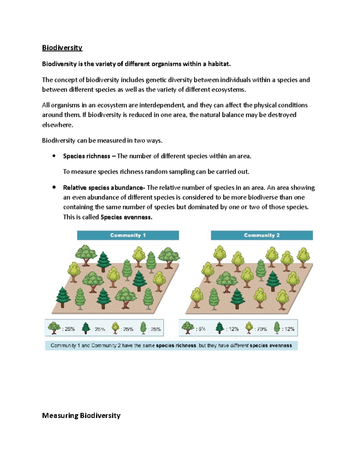 Biodiversity - Alevels notes biology - Biodiversity Biodiversity is the ...
