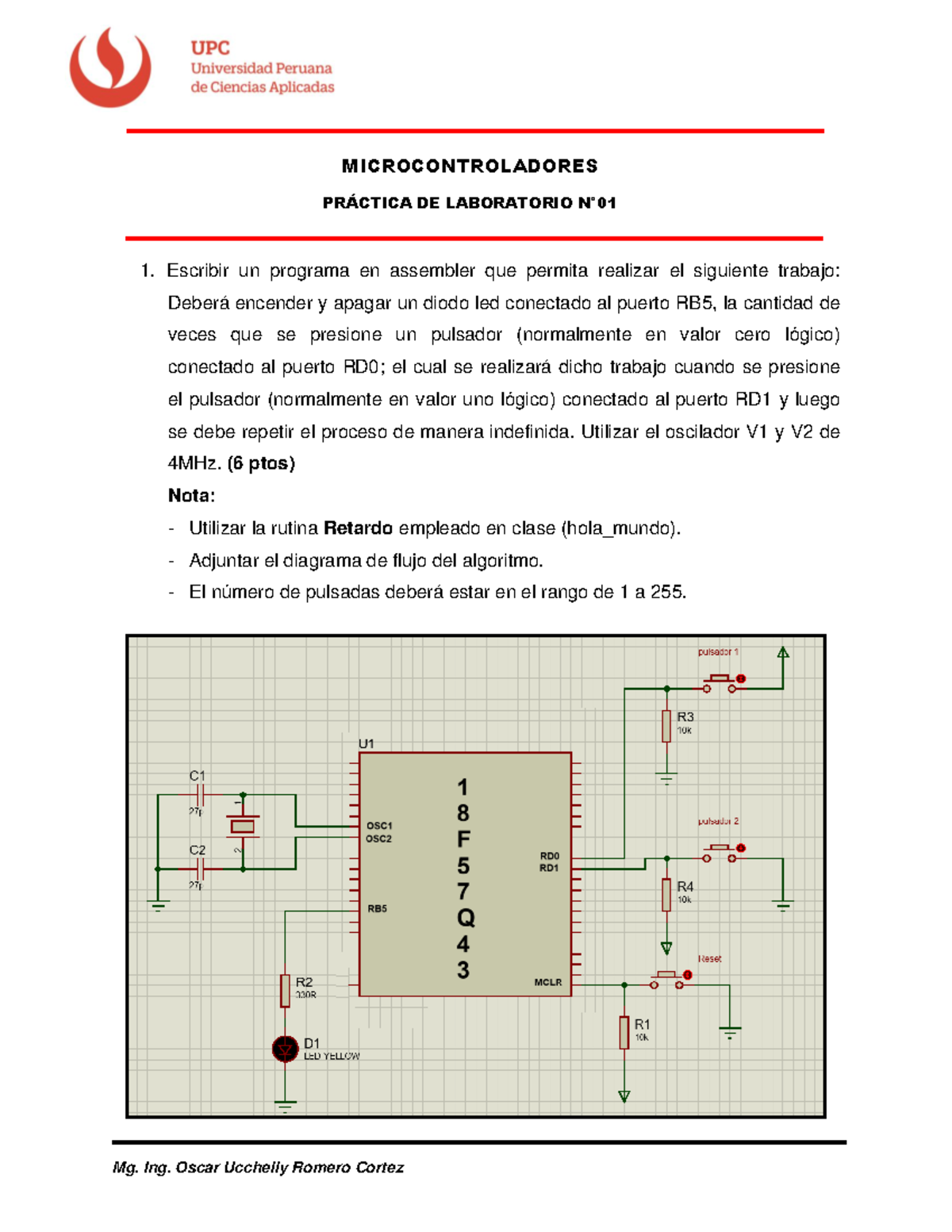 LB1 Microcontroladores 2023 II LS51 - Mg. Ing. Oscar Ucchelly Romero Cortez MICROCONTROLADORES ...