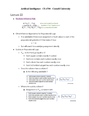 Cornell University - Artifical Intelligence - Lec 18 - Lecture 18 ...