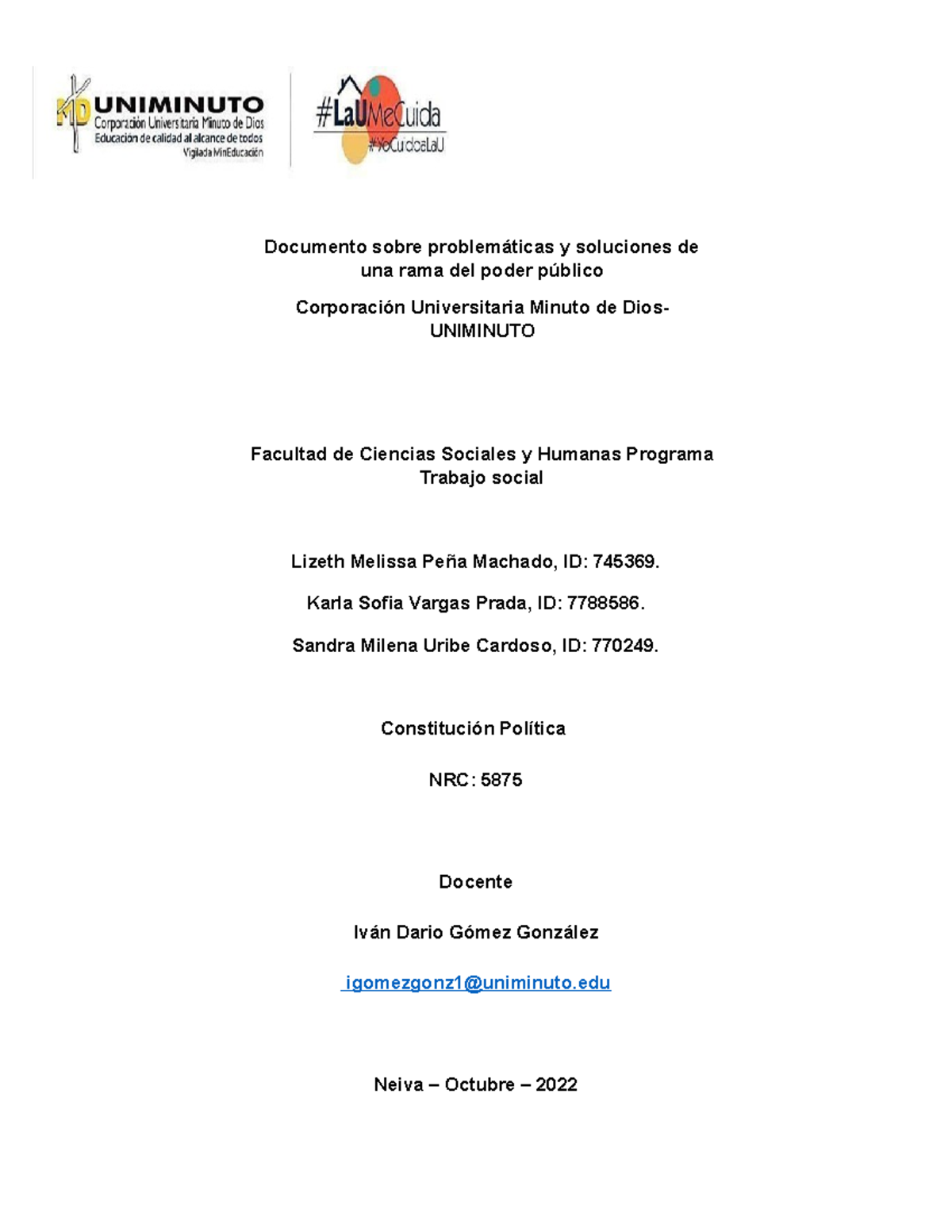 actividad 5 ramas del poder - Documento sobre problemáticas y ...