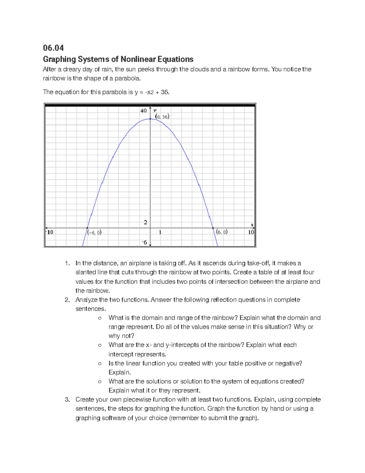06.04 Graphing Systems of Nonlinear Equations - 06. Graphing Systems of ...