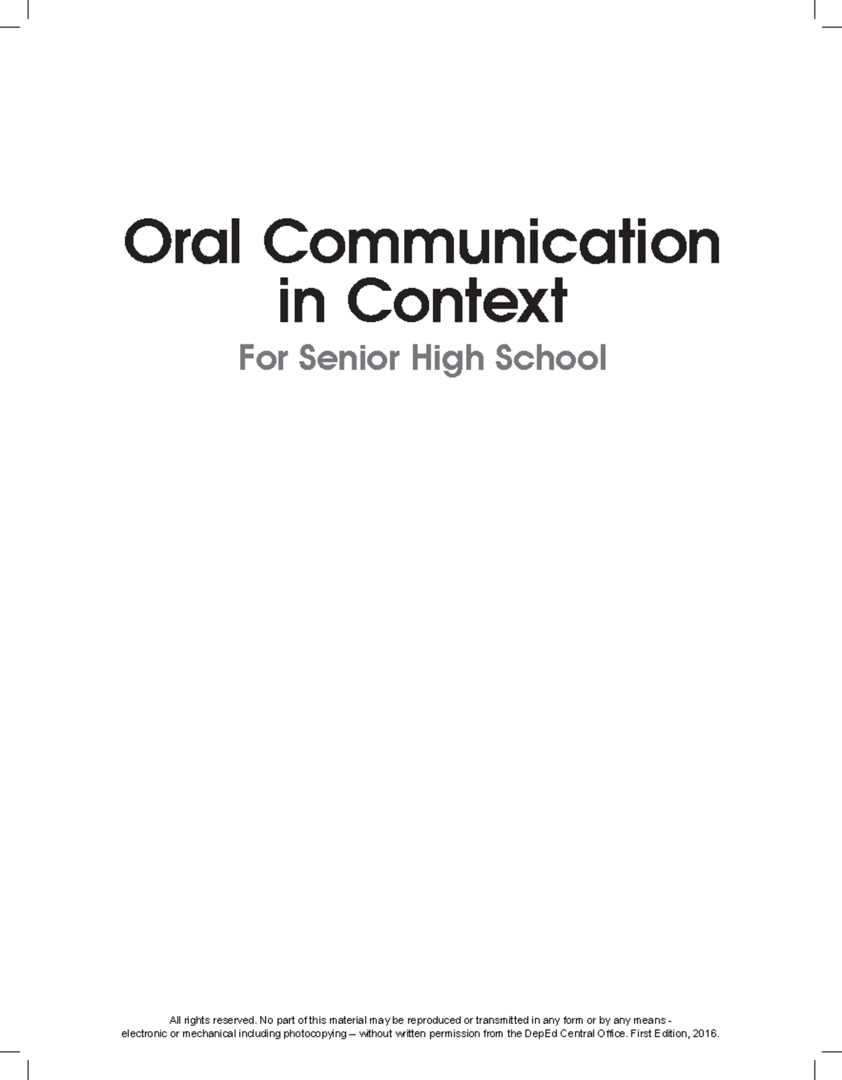 Oral Communication In Context Lm For Shs Introduction To Oral Communication In Context Lm For Shs Introduction To