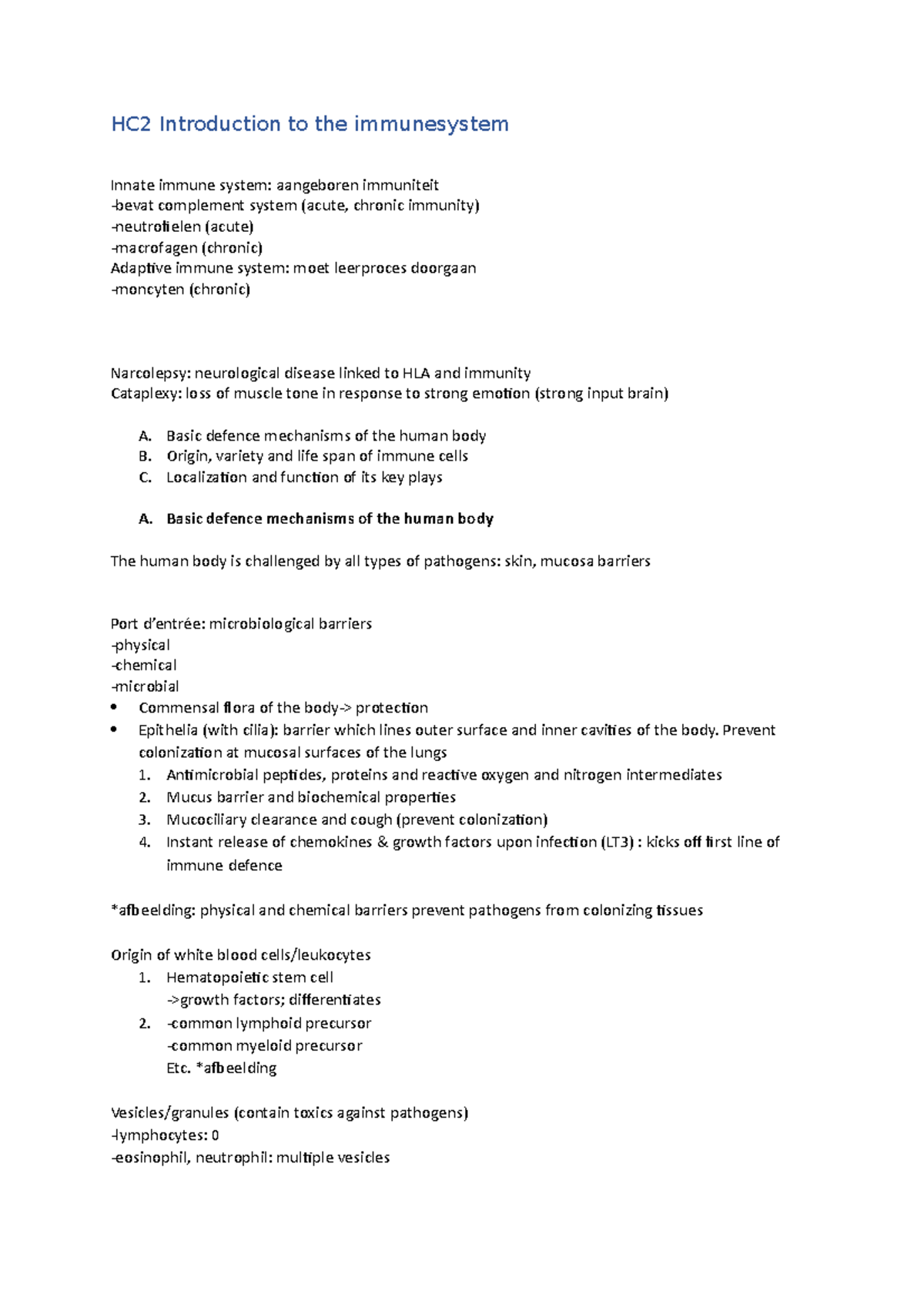 HC2 Introduction to the immune system - HC2 Introduction to the ...