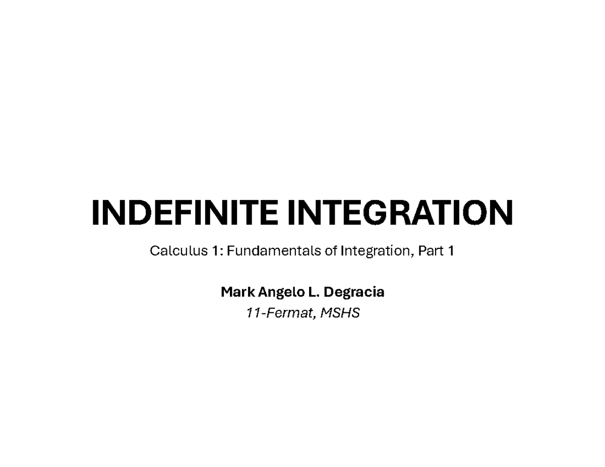 Indefinite Integration: Techniques, Rules, and Practice Problems ...