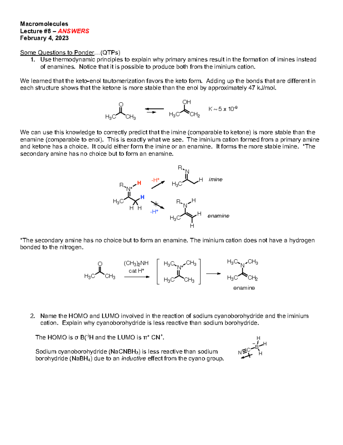 204-23 Lecture#8 Answers - Macromolecules Lecture #8 – ANSWERS February ...
