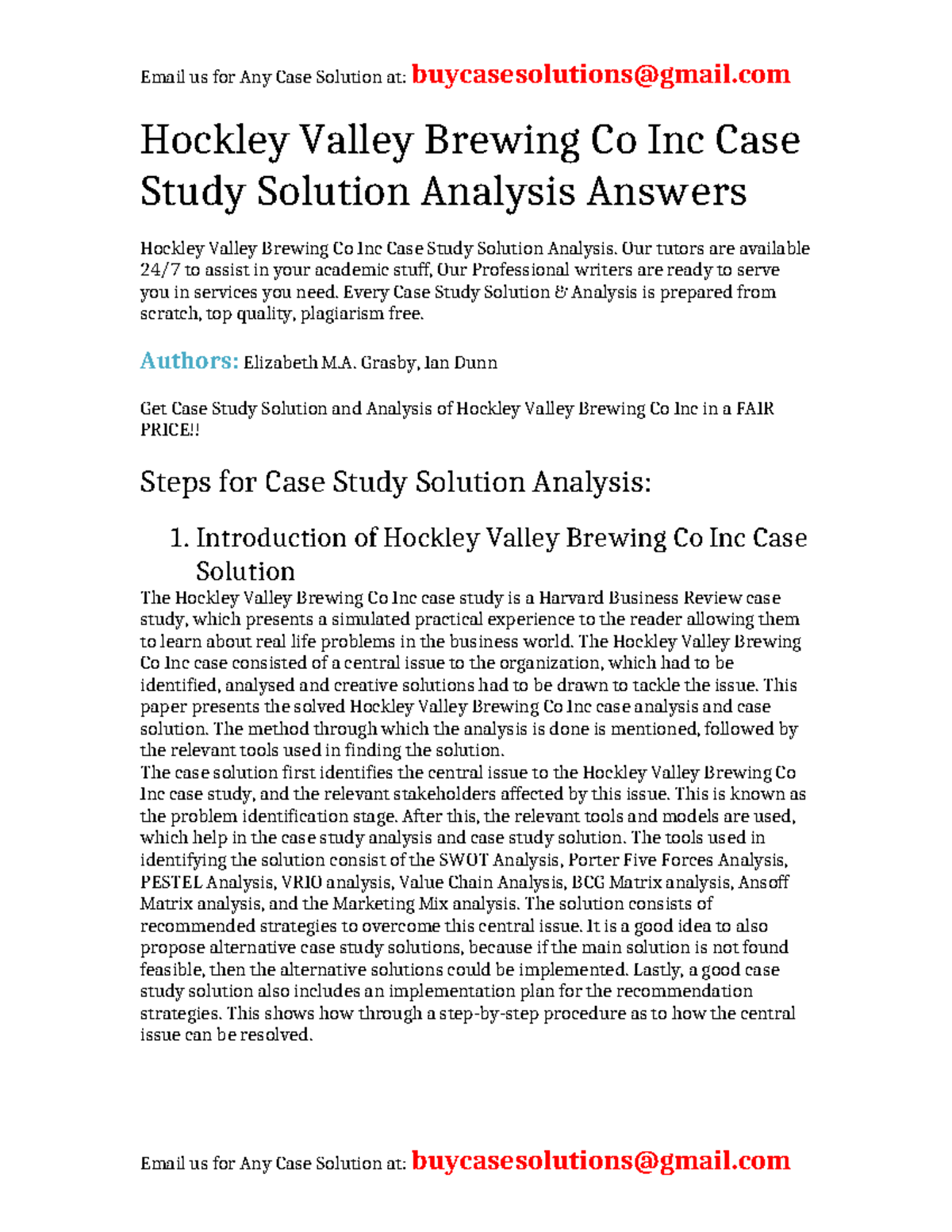 Case Solution Hockley Valley Brewing Co Inc - Hockley Valley Brewing Co Inc Case Study Solution ...