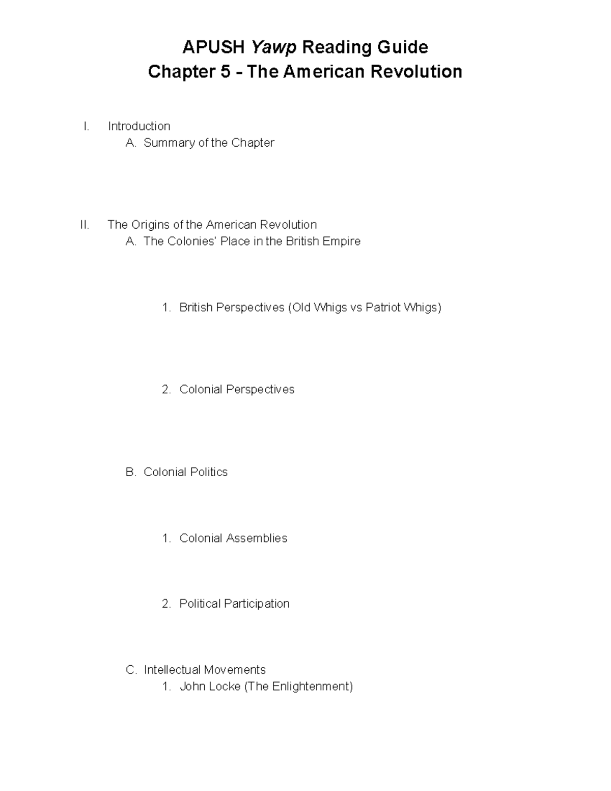 Chapter 5 - Outline Reading Guide - Chapter 5 - The American ...