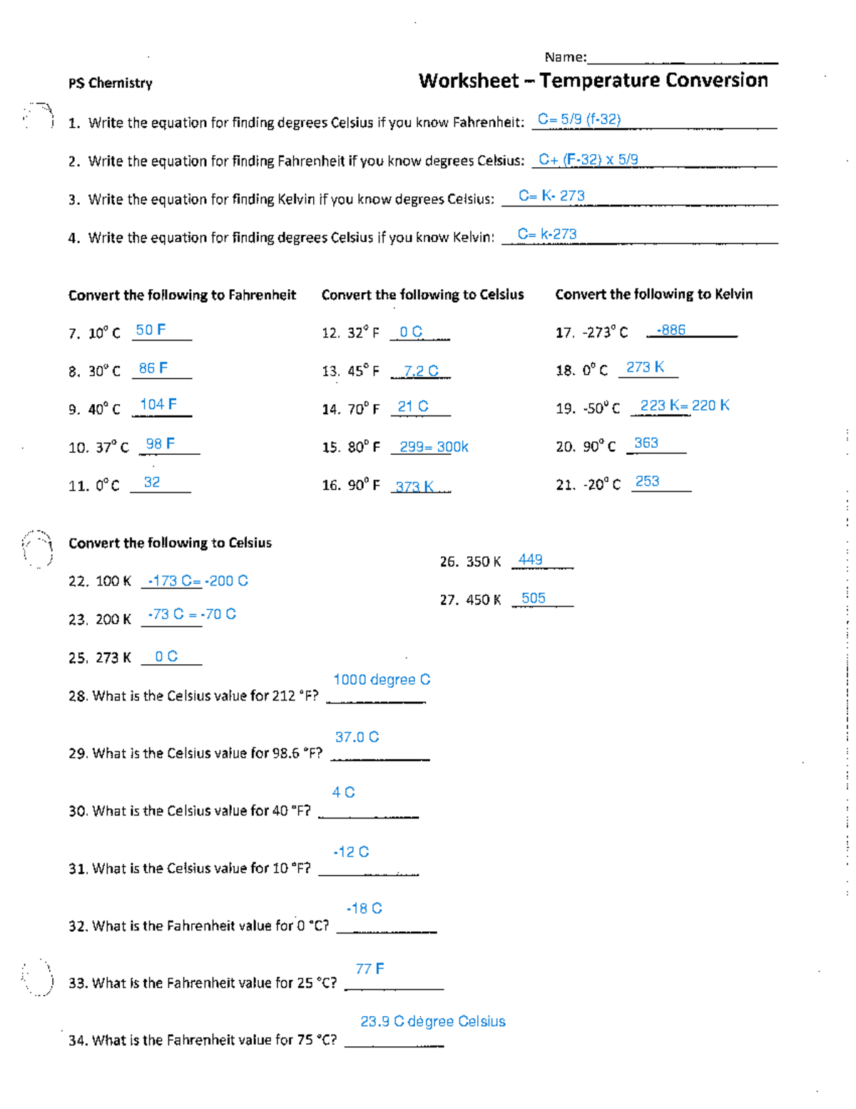 Temp conversions 2 - yes - Studocu