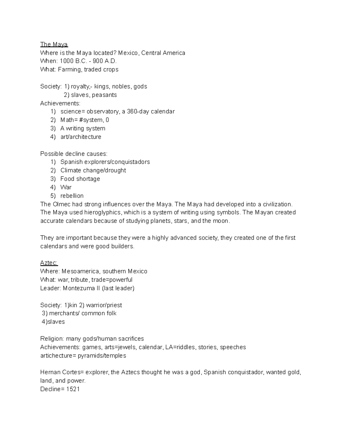 Chapter 3 Notes - The mayas and incas - The Maya Where is the Maya ...