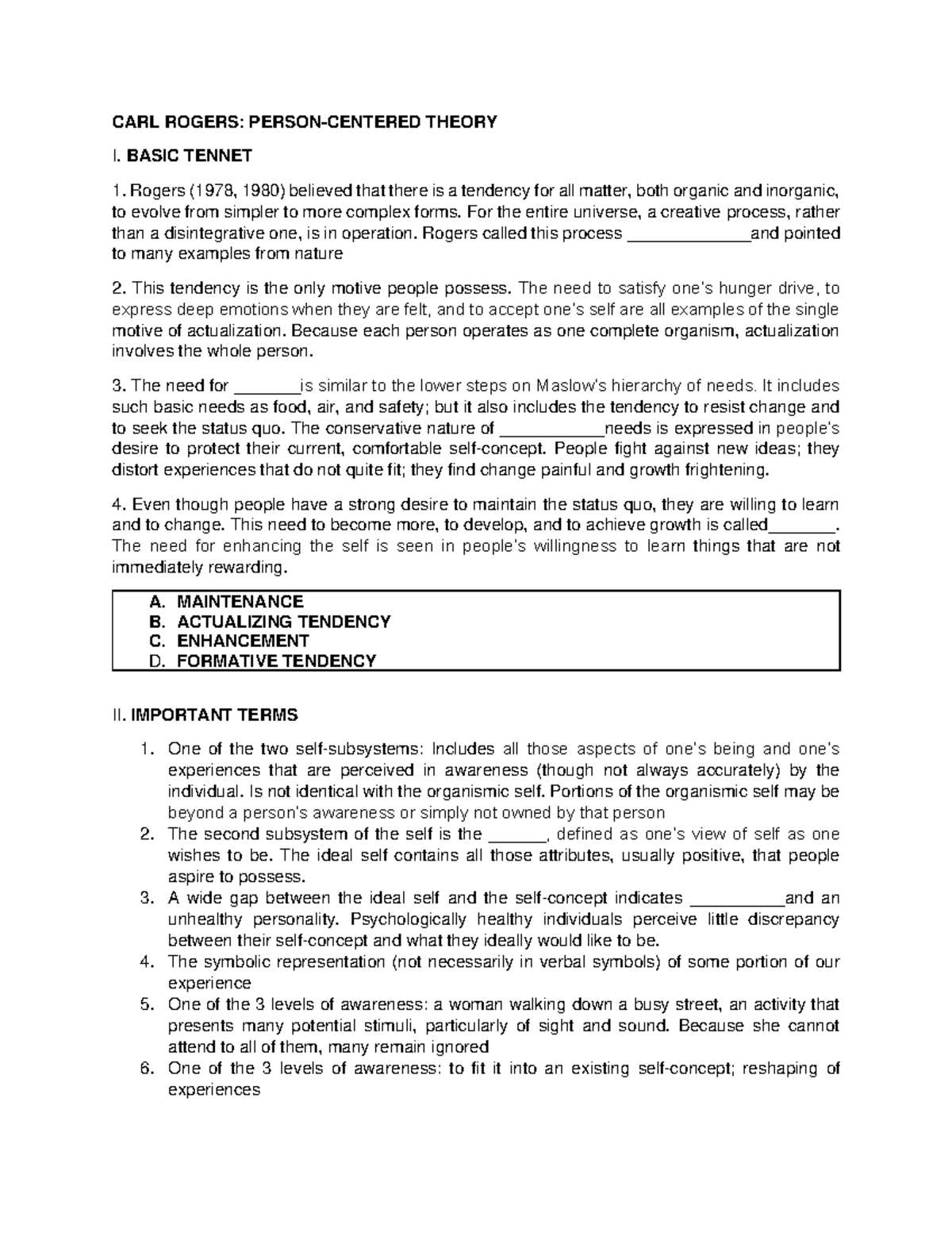 CARL Rogers - Person- Centered Theory - CARL ROGERS: PERSON-CENTERED ...