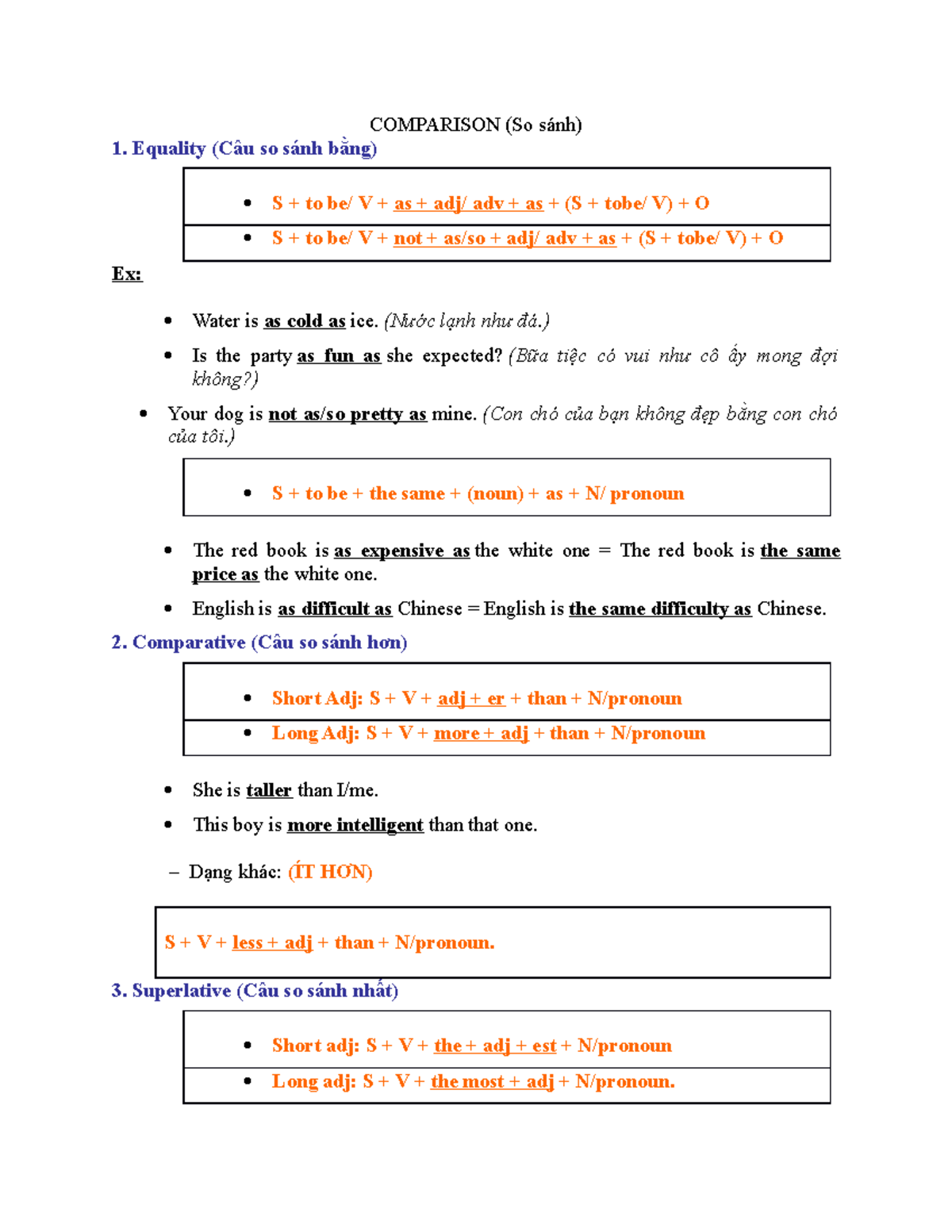 Comparison - ddd - COMPARISON (So sánh) Equality (Câu so sánh bằng) S ...