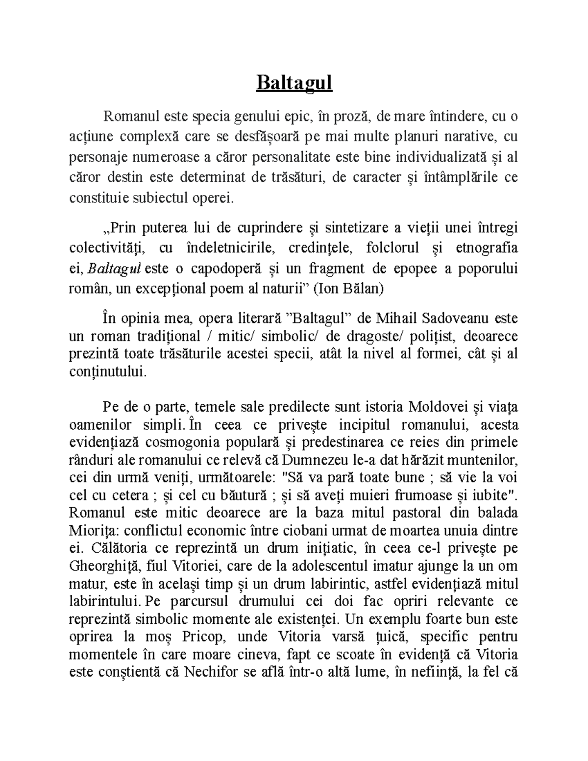 Baltagul - asf - Baltagul Romanul este specia genului epic, în proză ...