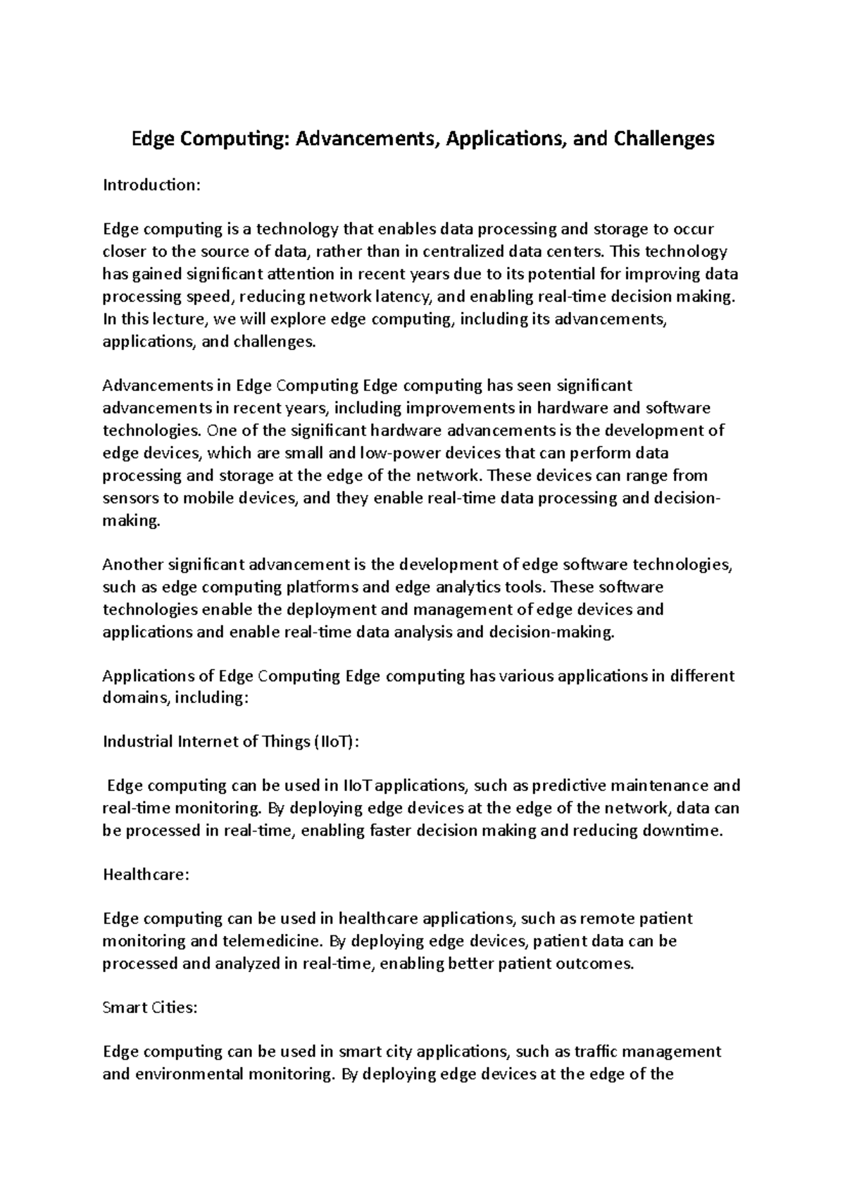 Edge Computing- Advancements, Applications, and Challenges - Edge ...