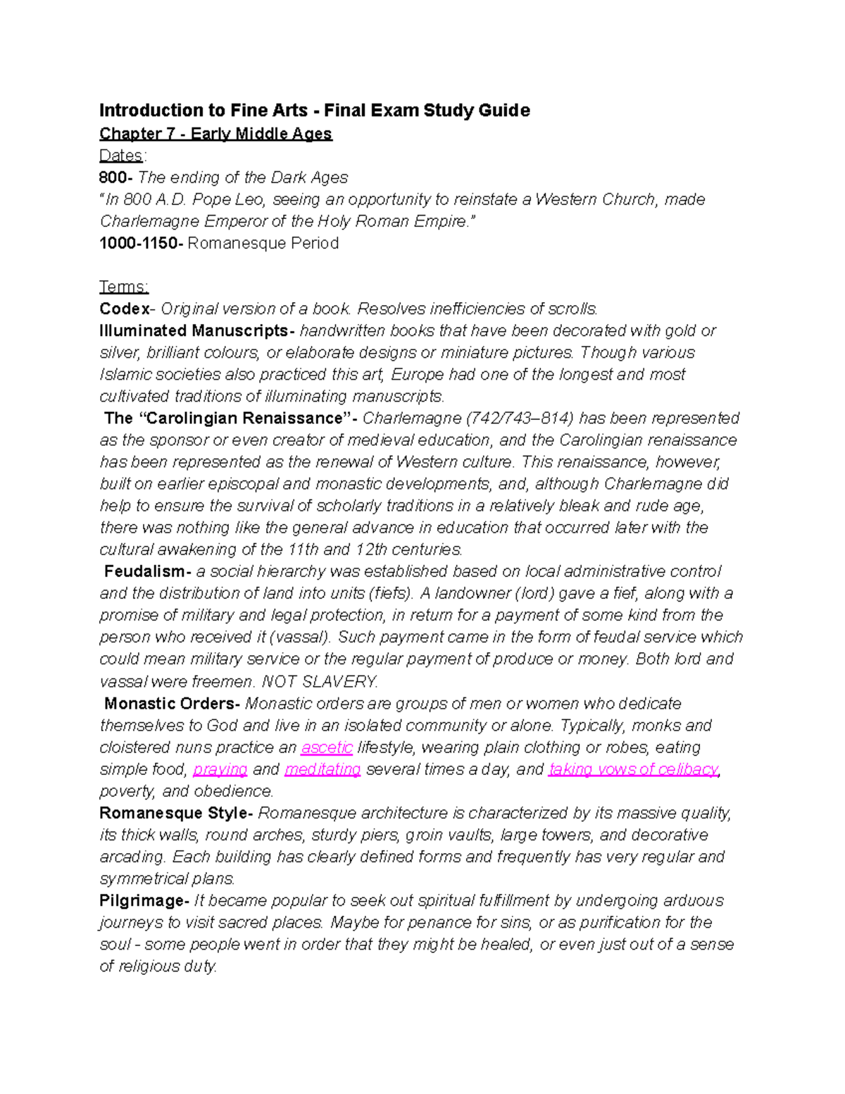 FA2313 Final Review - Introduction to Fine Arts - Final Exam Study ...