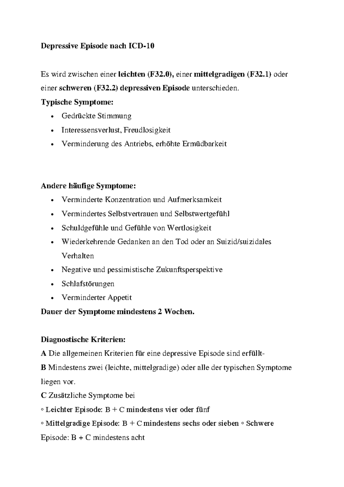 Depressive Episode nach ICD - Typische Symptome: - Gedrࠀ甃ckte Stimmung ...