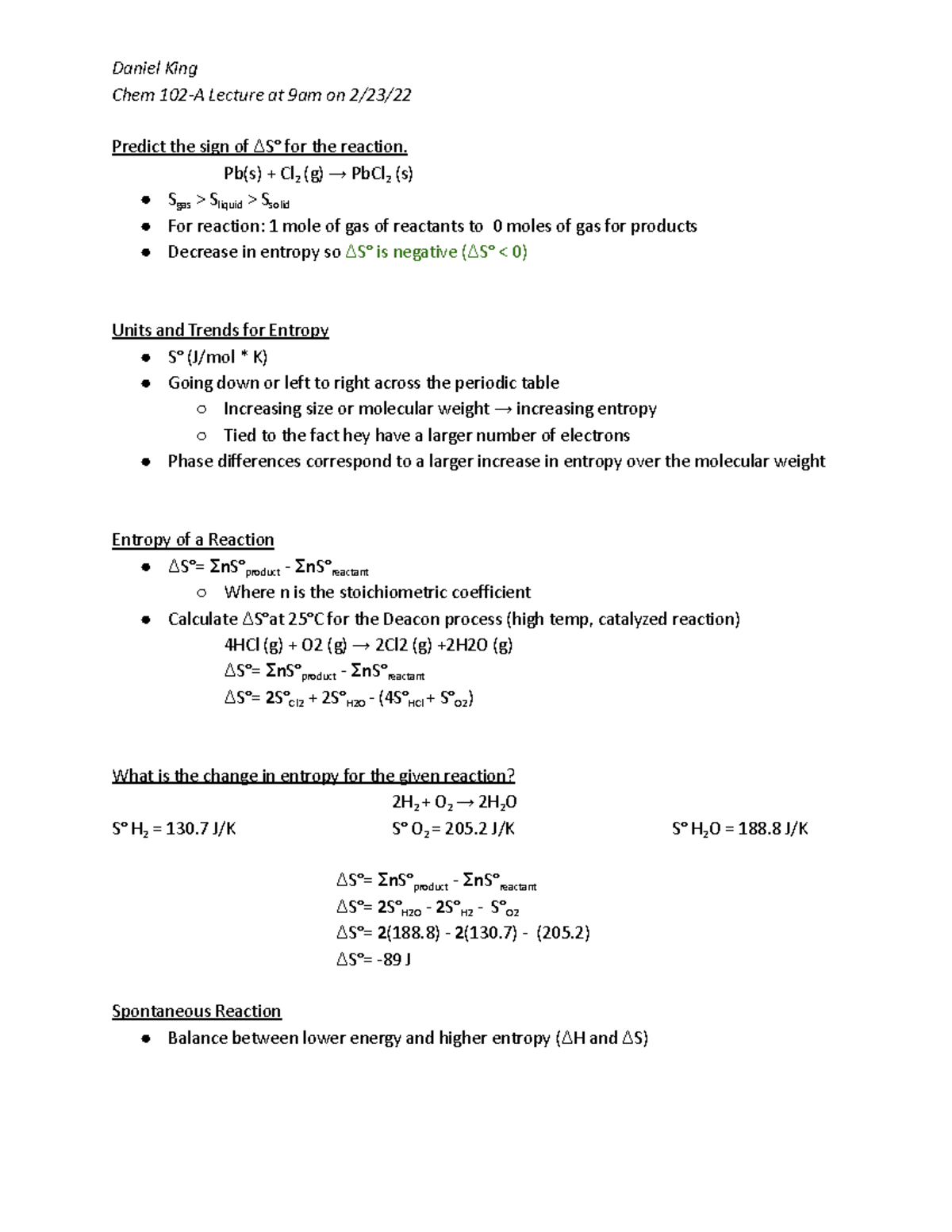 Chem 102-A 2/23/22 - CHEM 102 - Studocu