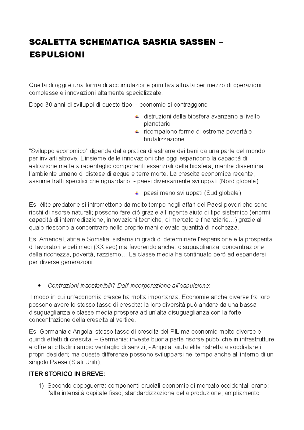 Riassunto schematico - Espulsioni - S. Sassen - SCALETTA SCHEMATICA ...