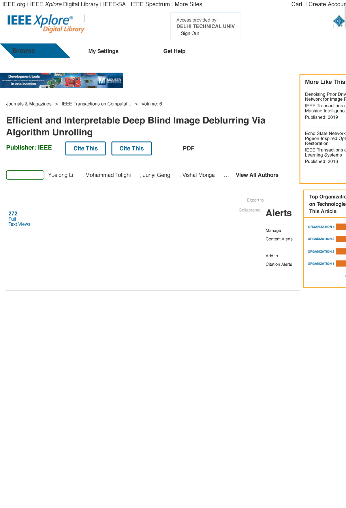 Efficient And Interpretable Deep Blind Image Deblurring Via Algorithm Unrolling Ieee Journals