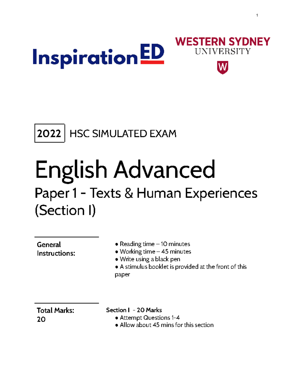 2022 English Advanced Exam Practice 2022 v2 - 2022 HSC SIMULATED EXAM ...