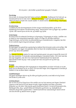 Geografi VG1 - Kapittel 3 - Ytre krefter og landformer - Geograi VG1 – Kapittel 3 - Ytre krefter ...
