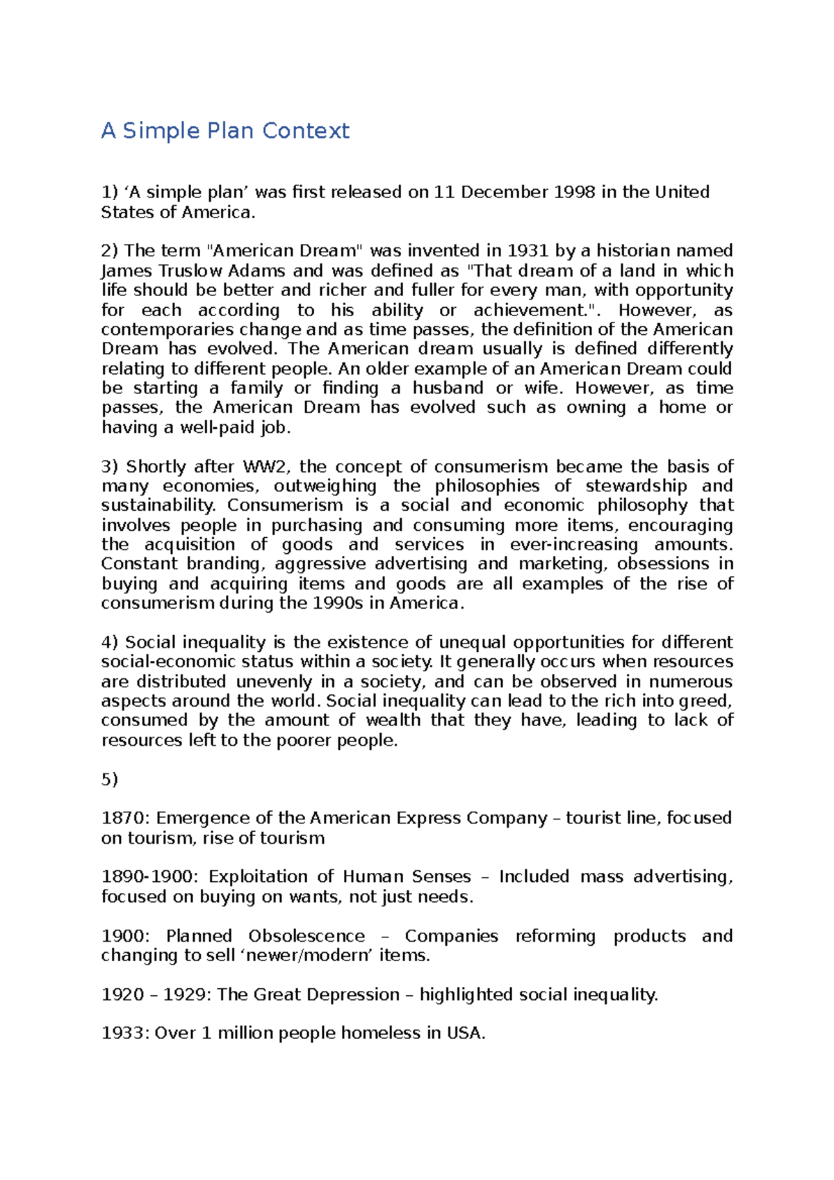 A Simple Plan Context - A Simple Plan Context ‘A simple plan’ was first ...