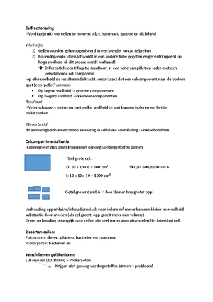 Biologie Thema 3 - Thema 3: Stofuitwisseling tussen cellen en hun ...