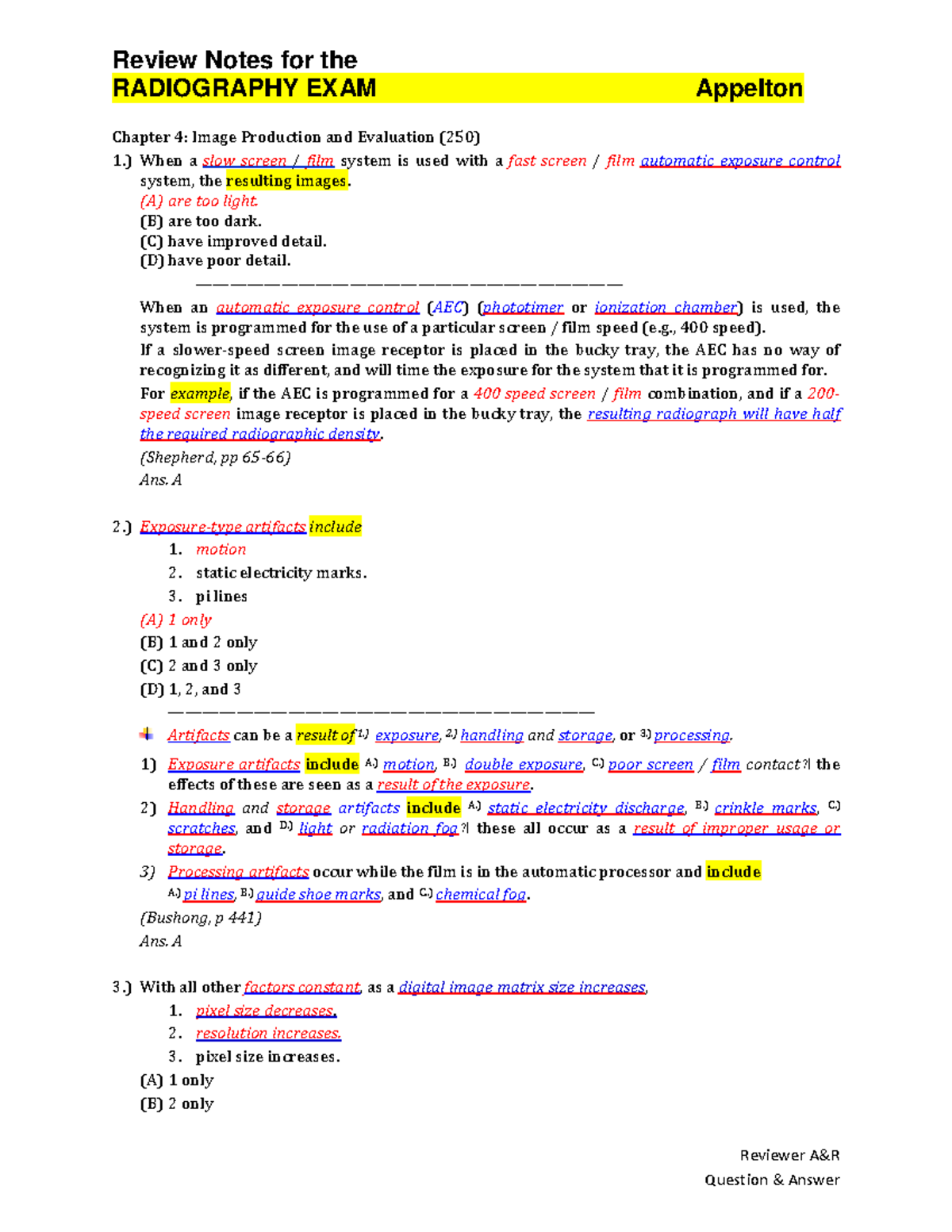 Chapter IV - RADIOGRAPHY EXAM Appelton Reviewer A&R Chapter 4: Image ...