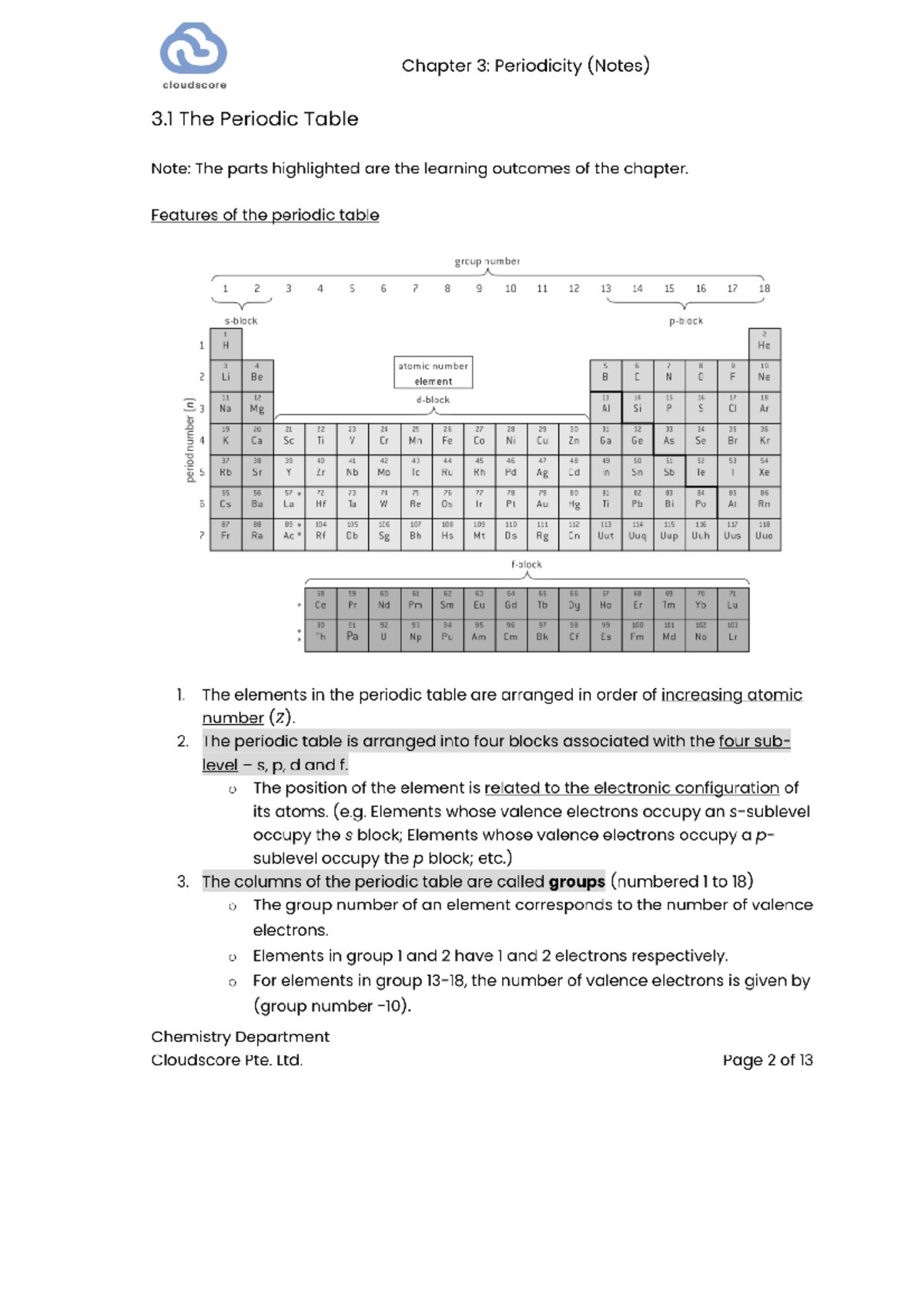 Chp 3 Periodicity - Notes - Chem 112.3 - Studocu