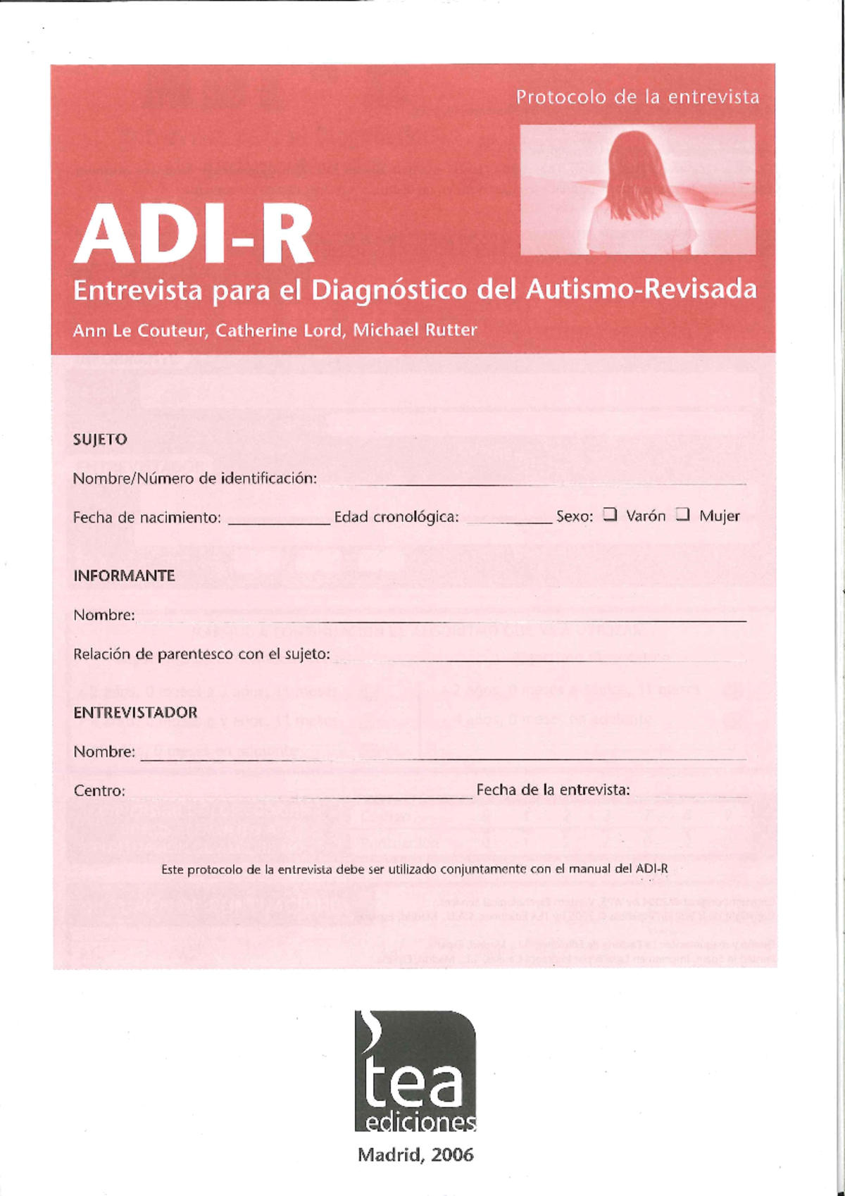 Adir protocolo - Autismo - Studocu