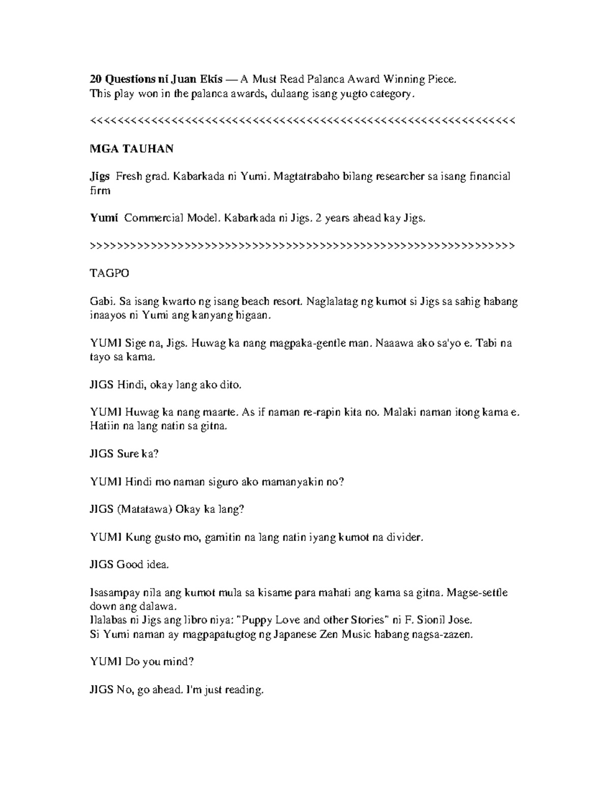 20 Questions - Tagalog Poem - 20 Questions ni Juan Ekis — A Must Read ...