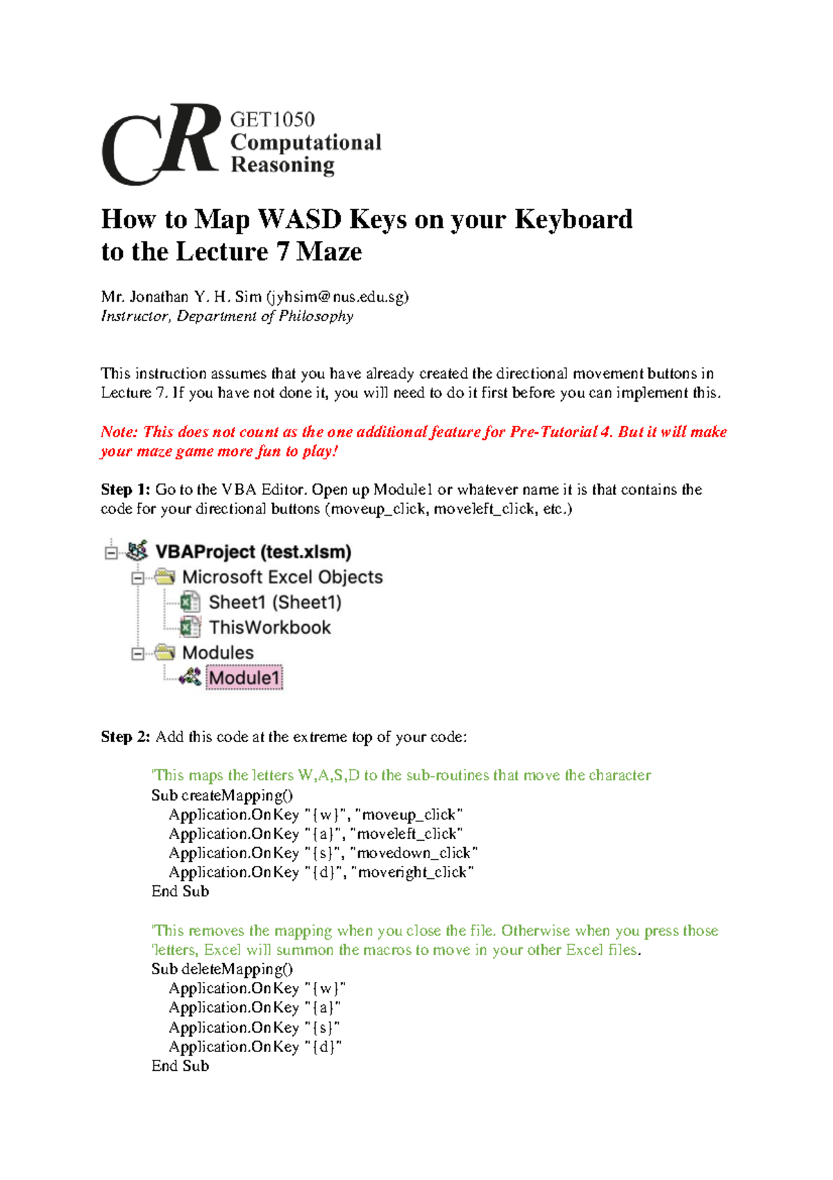 How to Map WASD Keys on your Keyboard - Jonathan Y. H. Sim (jyhsim@nus ...
