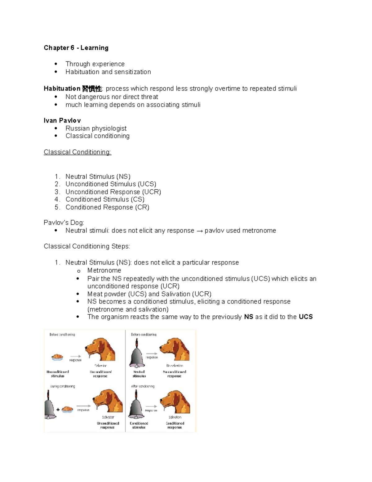Chapter 6 - Chapter 6 - Learning Through experience Habituation and ...