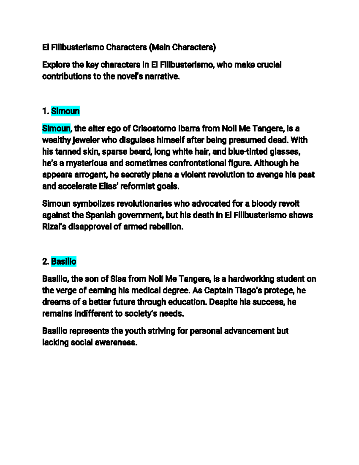El Fili and Noli characters - El Filibusterismo Characters (Main ...