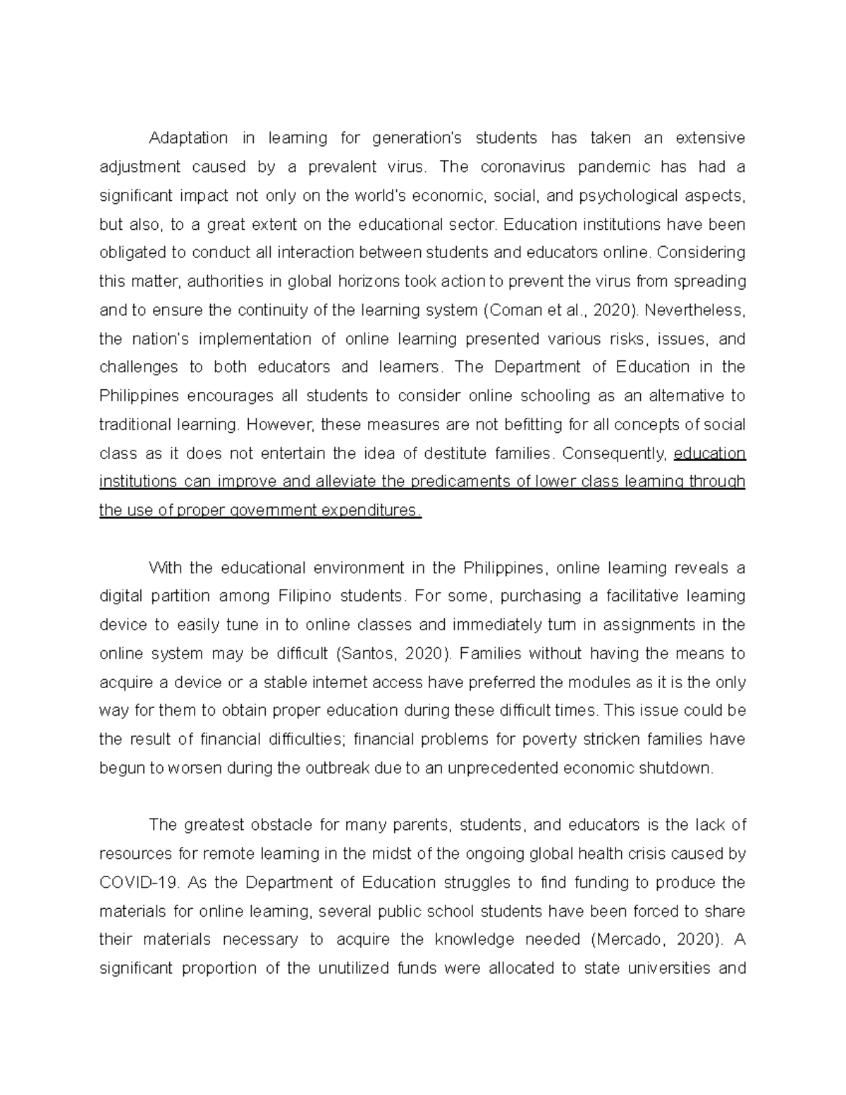 Diagnostic Writing Task - Adaptation in learning for generation’s ...