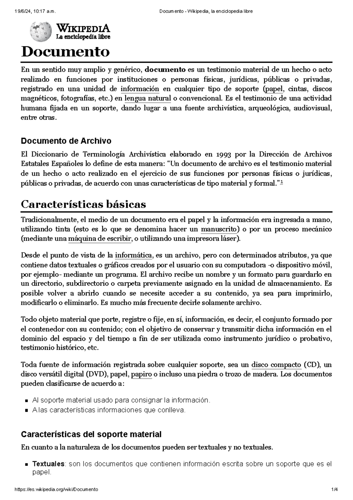 Documento - Wikipedia, la enciclopedia libre - Documento En un sentido ...