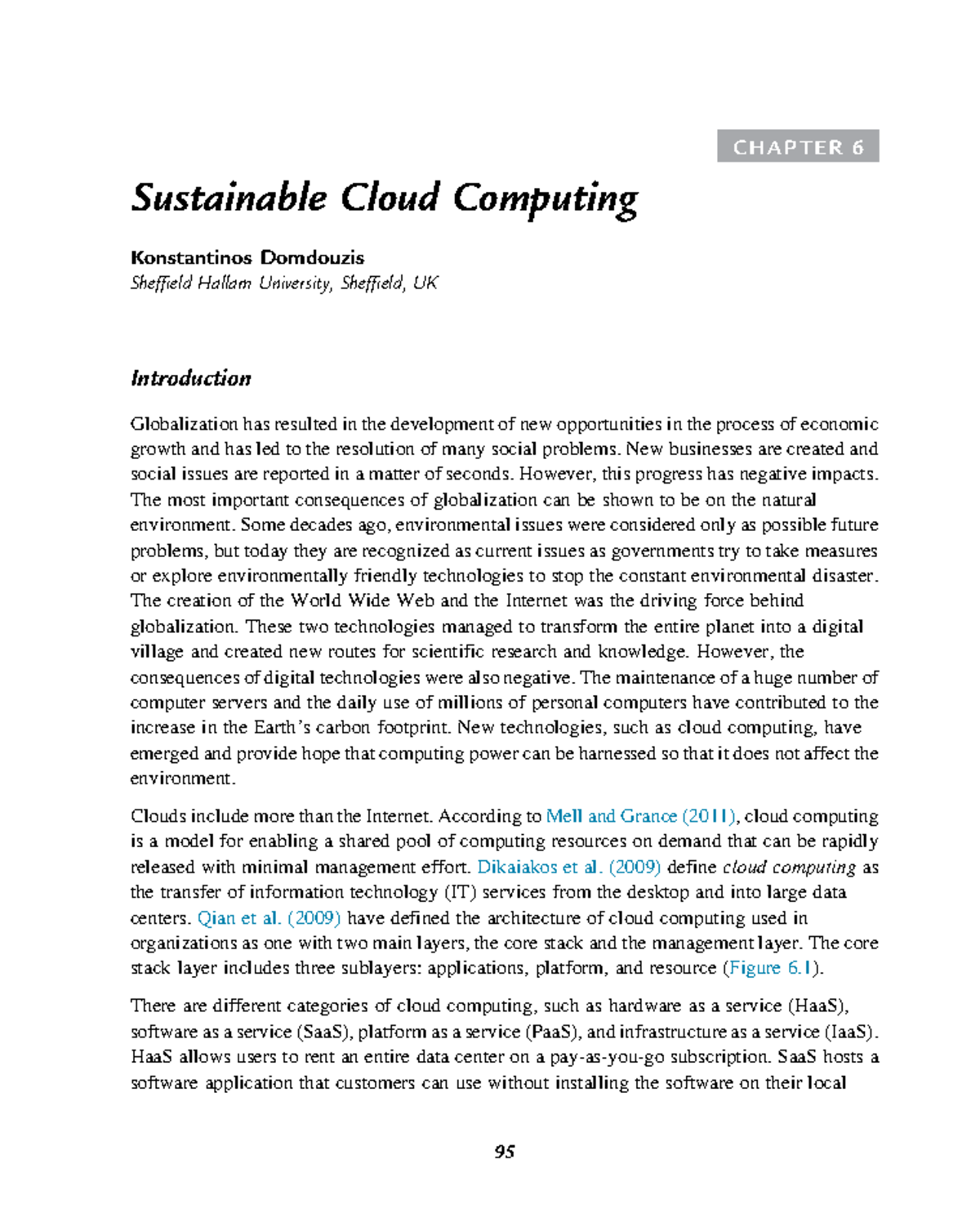 1 Sustainable Cloud Computing - C H A P T E R 6 Sustainable Cloud ...