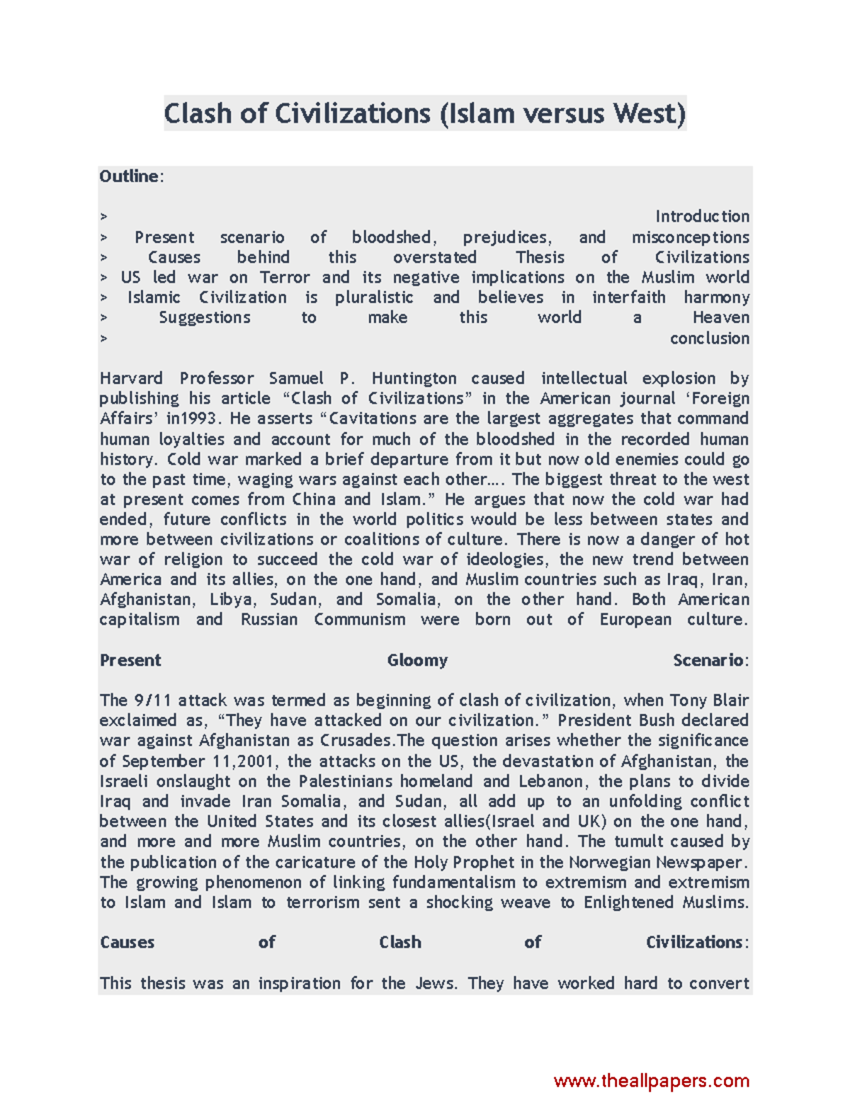 Clash of Civilization (Islam vs West) - Clash of Civilizations (Islam ...