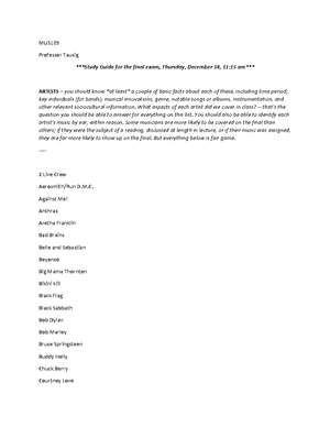 MUS 109 Lecture 14 Notes - MUS 109 Rock, Popular Music, and Society ...