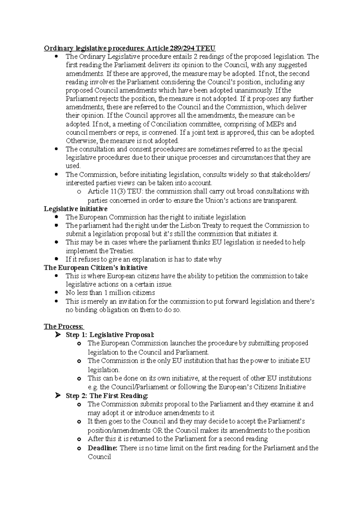 EU Law Ordinary Legislative Procedures - Ordinary legislative ...