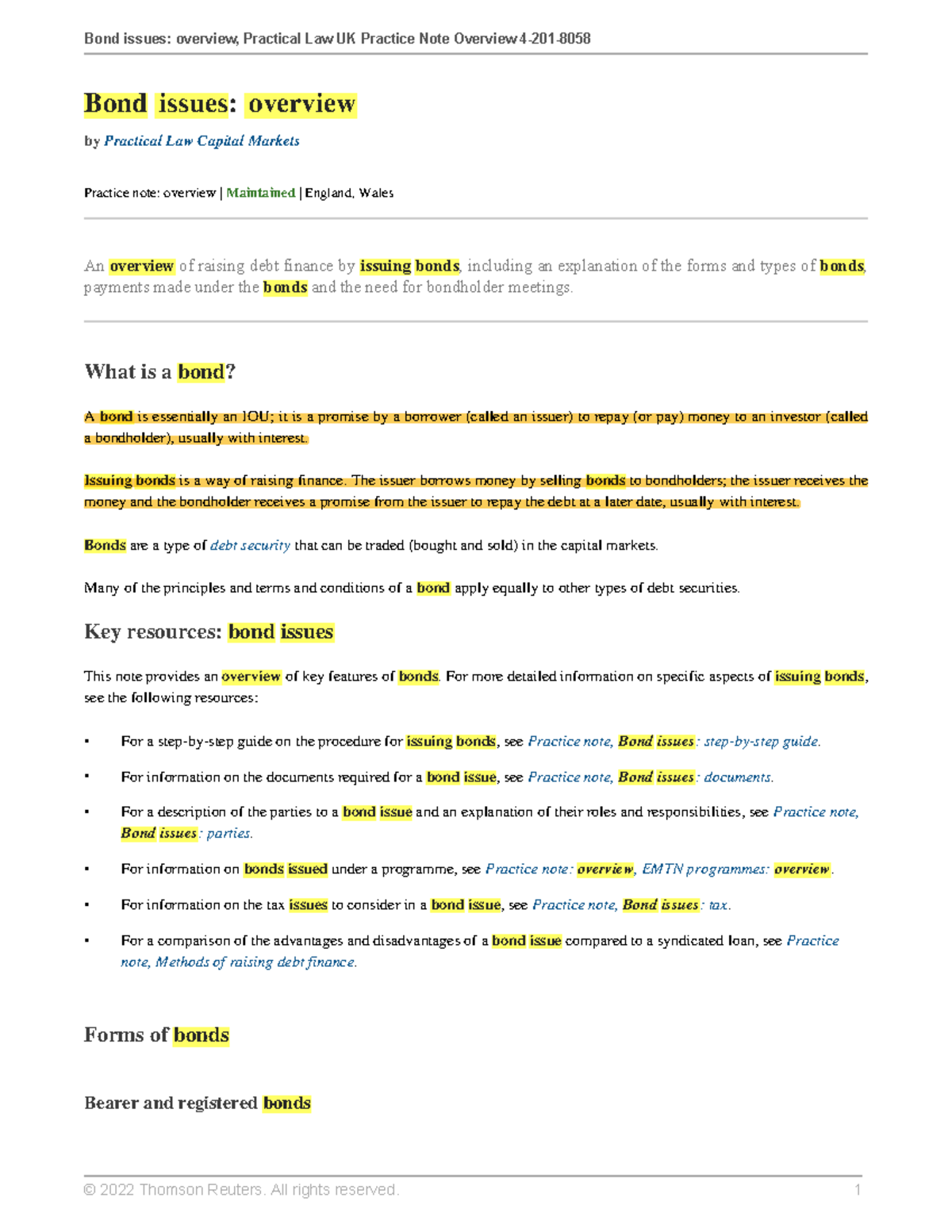 Bond issues overview - What is a bond? A bond is essentially an IOU; it ...