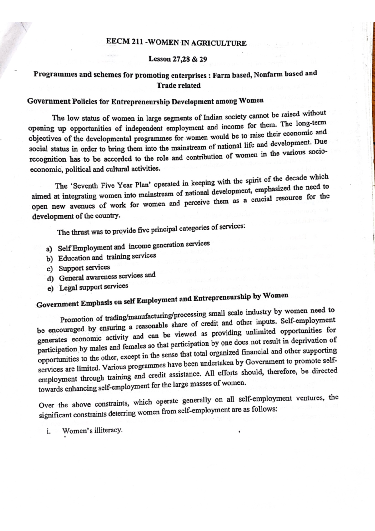 Programs and schemes for enterprises - Agricultural Extension And Rural ...