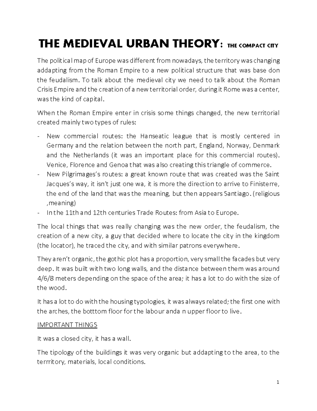 URBA Teoria - apuntes en ingles de toda la materia - THE MEDIEVAL URBAN ...
