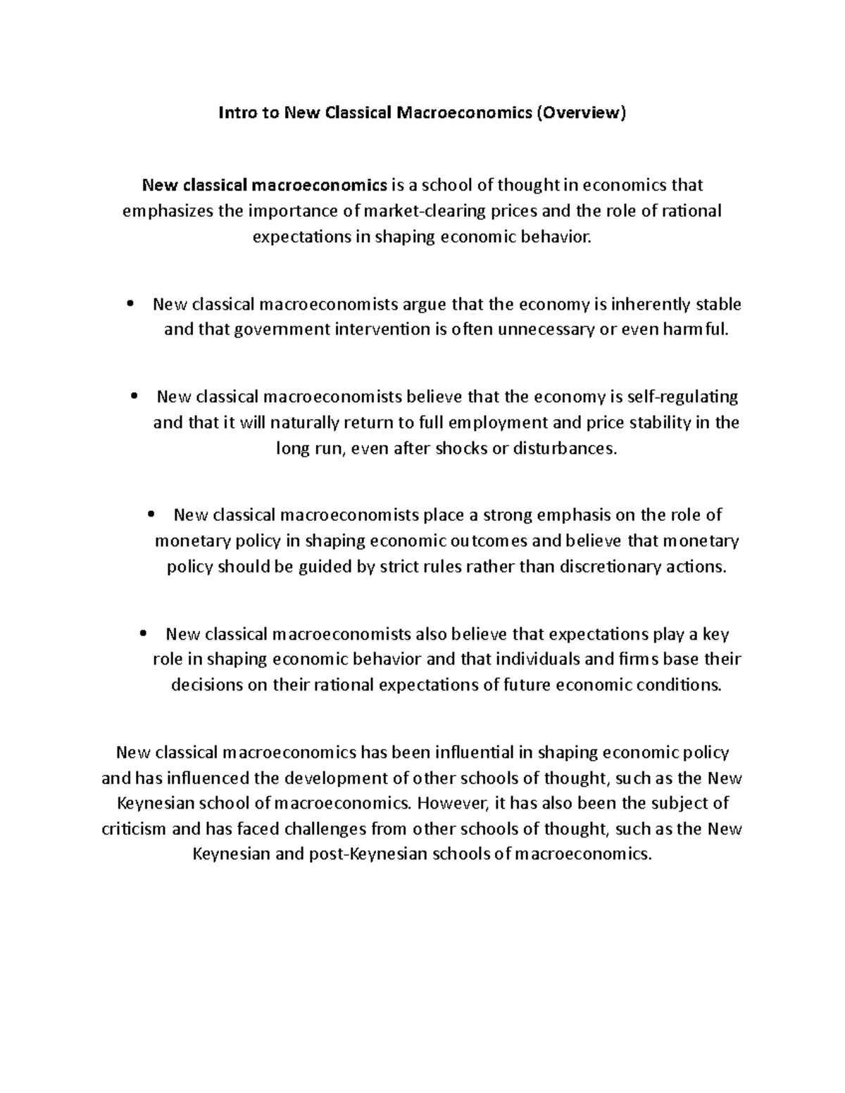 Document 84 (18) - Notes on New Classical Macroeconomics with examples ...