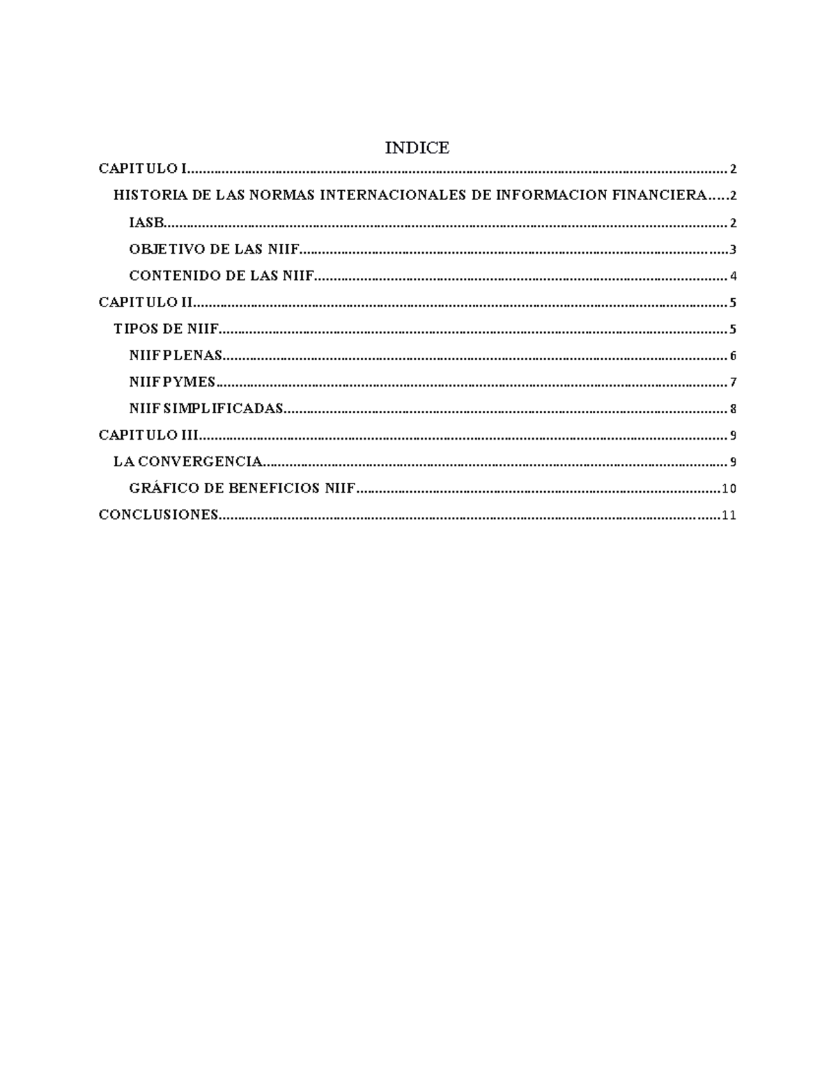 Ensayo NIIF Ericka Vasquez - INDICE CAPITULO - Studocu