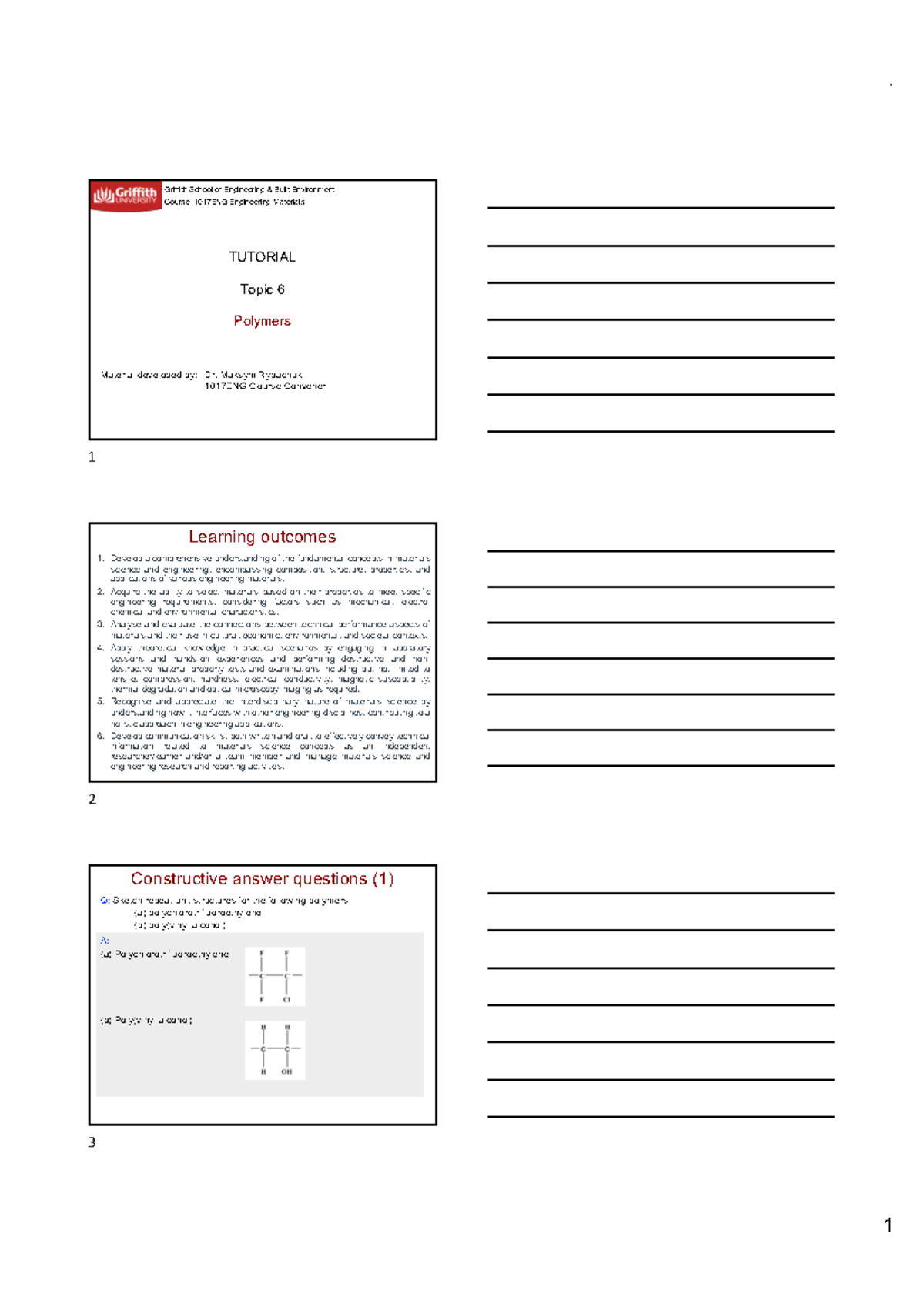 1017ENG-Tutorial 6 Q&A Handouts on Polymers and Materials ...