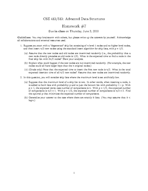 Hw6-ans - Solutions to homework assignment 6 - CSE Advanced Data Structures Homework Answer Key ...